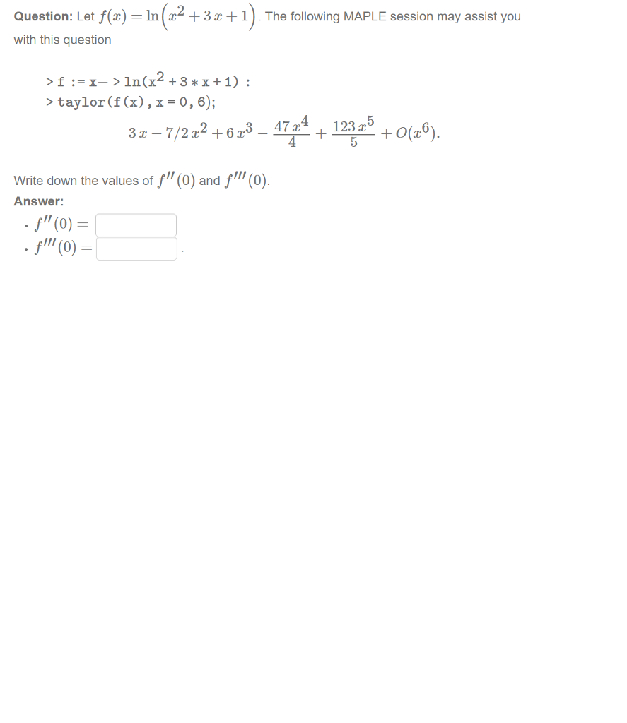 Solved A Maclaurin series for a function f is a special case | Chegg.com