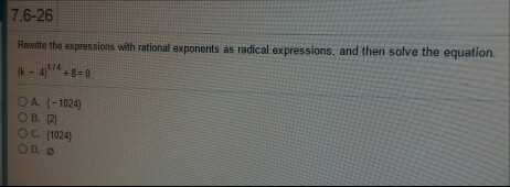 Solved Rewrite the expressions with rational exponents as | Chegg.com