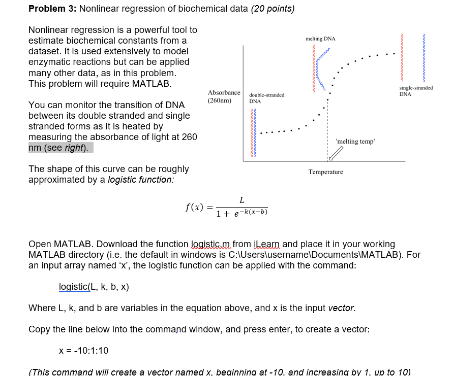 Solved Problem 3: Nonlinear regression of biochemical data | Chegg.com