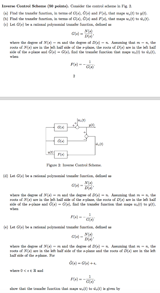 Solved Inverse Control Scheme (50 points). Consider the | Chegg.com