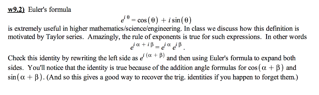 Solved Euler's formula e^j theta = cos (theta) + i sin | Chegg.com