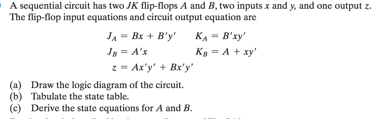 Solved A Sequential Circuit Has Two Jk Flip Flops A And B