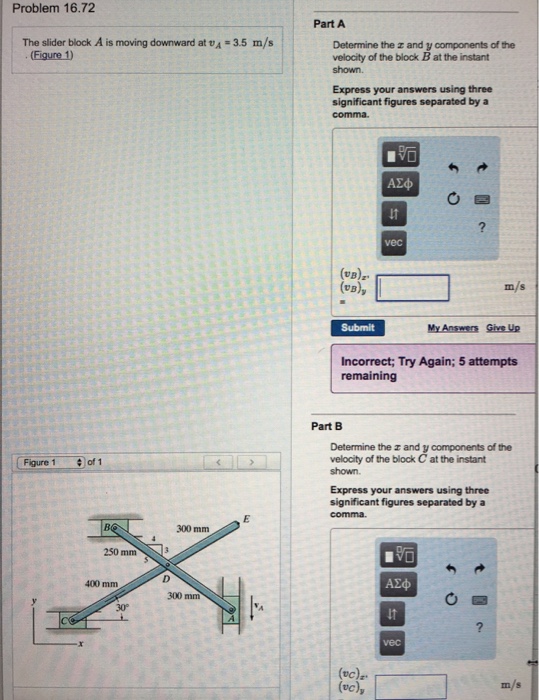 Solved The slider block A is moving downward at v_A = 3.5 | Chegg.com