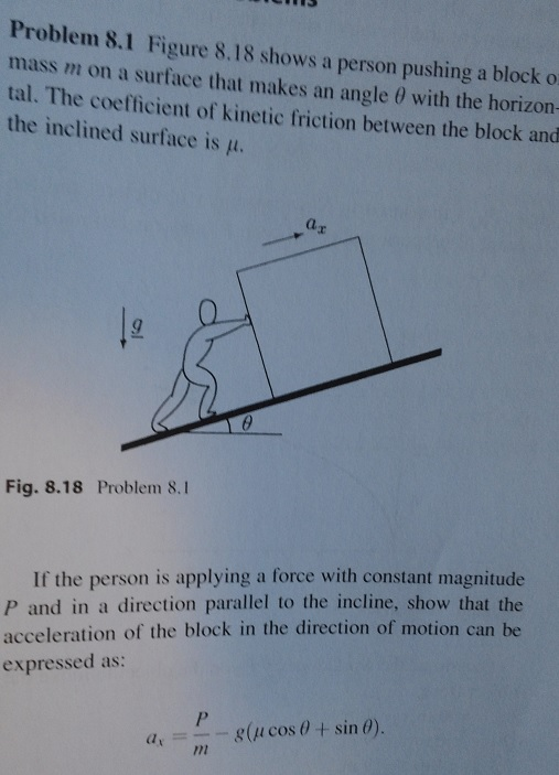 Solved shows a person pushing a block o mass m on a | Chegg.com