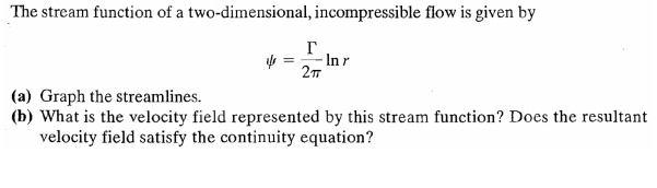 Solved The stream function of a two-dimensional, | Chegg.com