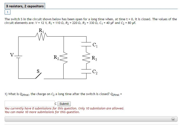 Solved The switch S in the circuit shown below has been open | Chegg.com