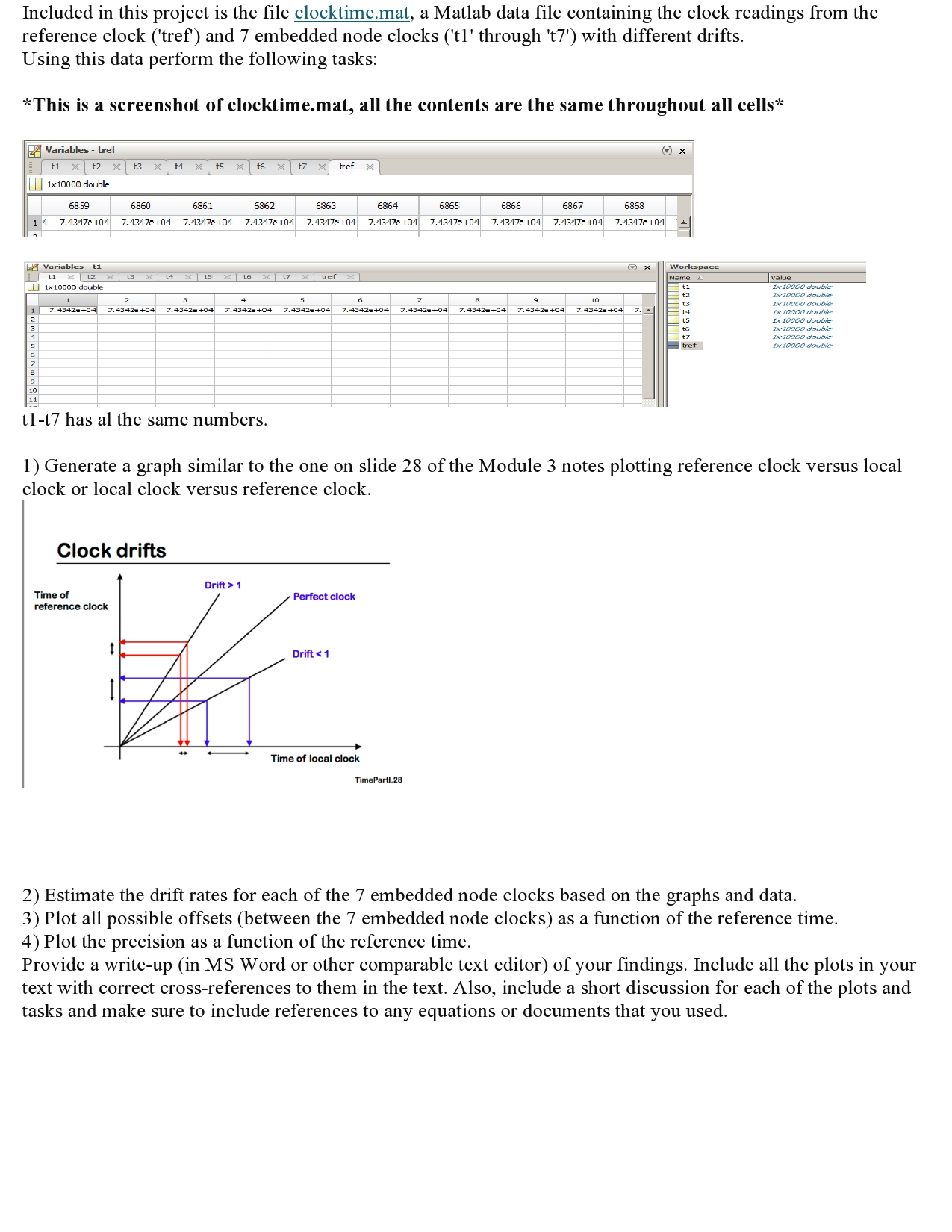 Solved Included in this project is the file clocktime.mat, a | Chegg.com