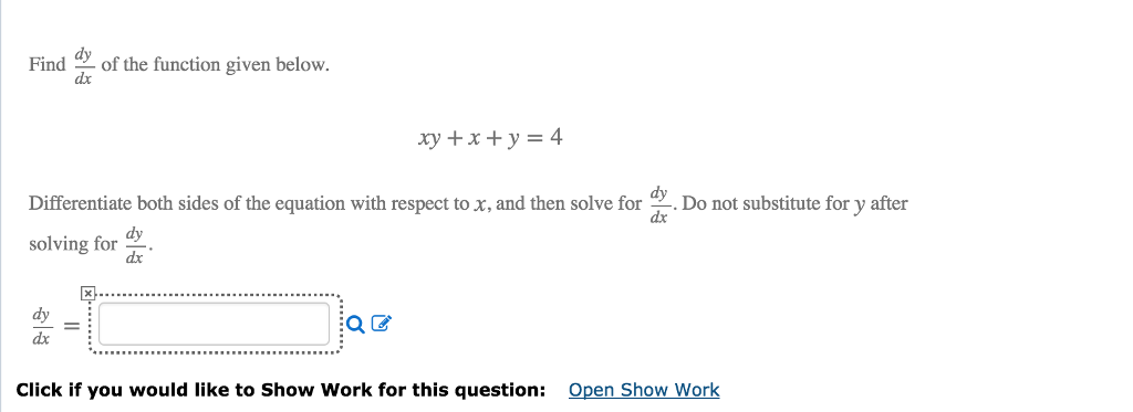 Solved Find 으 of the function given below. dy dx | Chegg.com