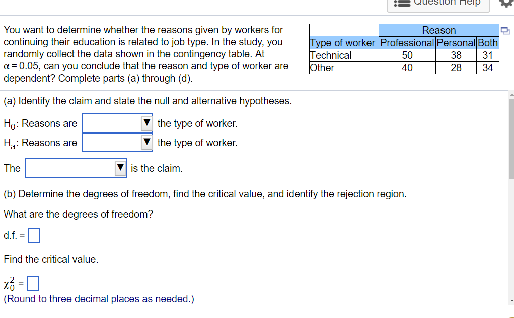 Solved You want to determine whether the reasons given by | Chegg.com