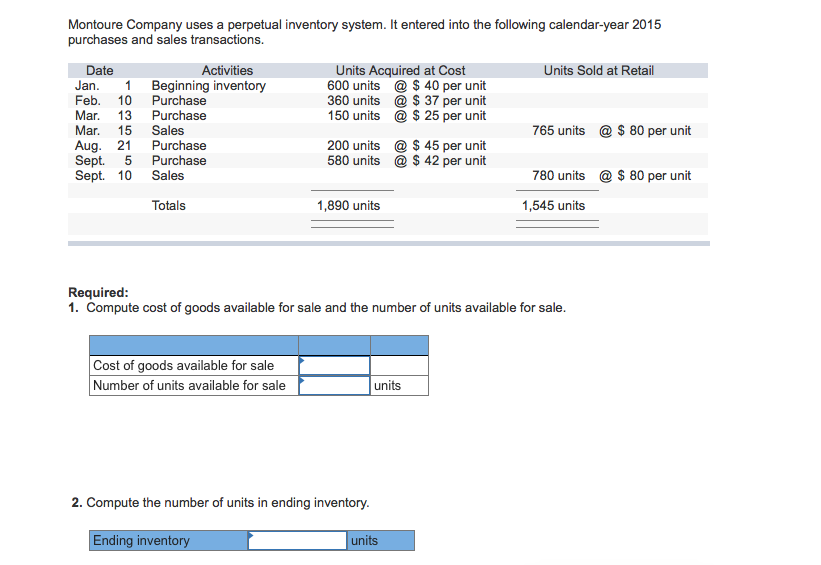 Solved Montoure Company uses a perpetual inventory system. | Chegg.com