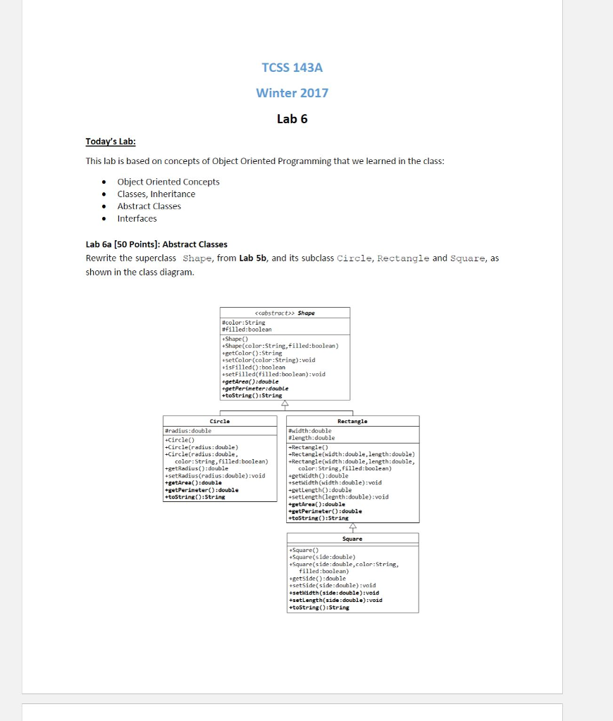 Solved TCSS 143A Winter 2017 Lab 6 Today's Lab: This lab is | Chegg.com