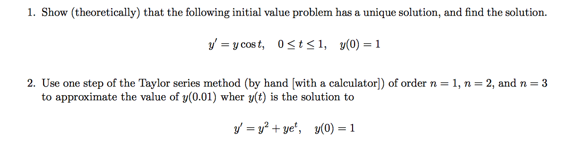 Solved 1. Show (theoretically) that the following initial | Chegg.com