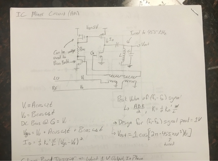 Solved Design an active loaded MOSFET mixer circuit to have | Chegg.com