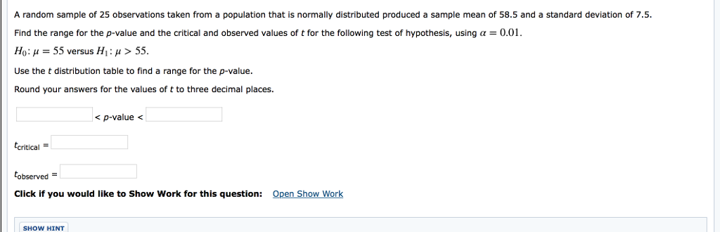 Solved A Random Sample Of 25 Observations Taken From A