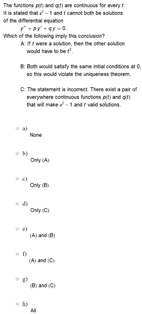 Solved The functions p(t) and q(t) are continuous for every | Chegg.com
