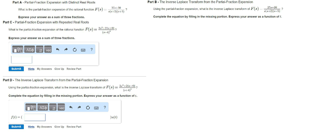 Solved Partial-Fraction Expansion with Distinct Real Roils | Chegg.com