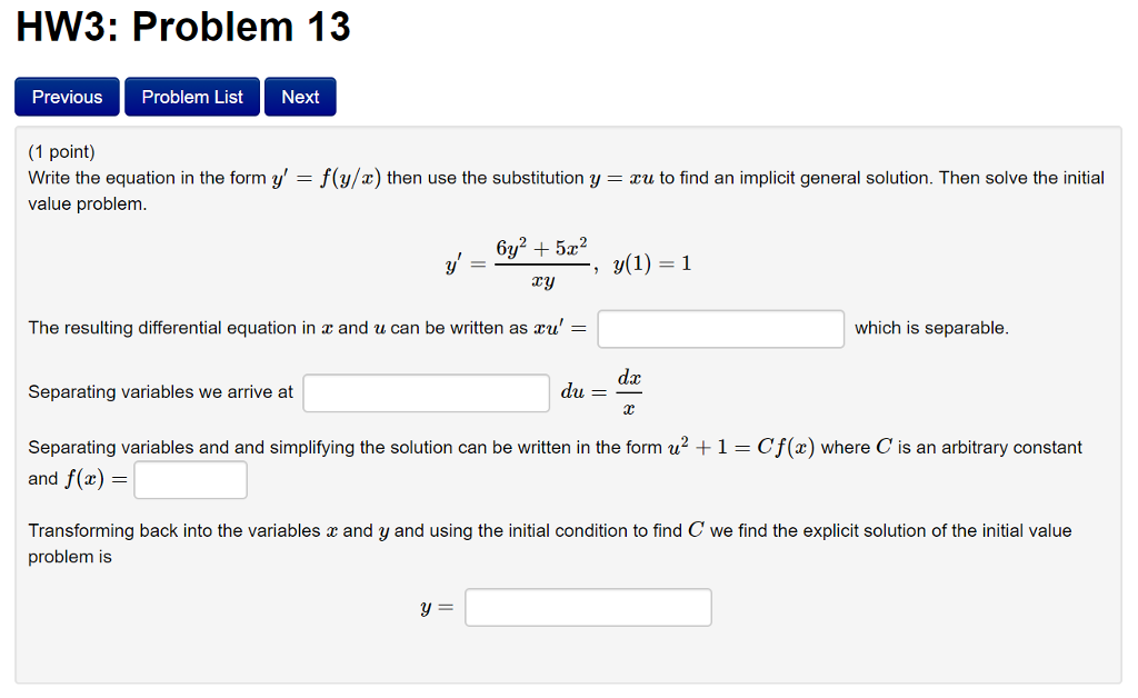Solved HW3: Problem 13 Previous Problem List Next (1 point) | Chegg.com