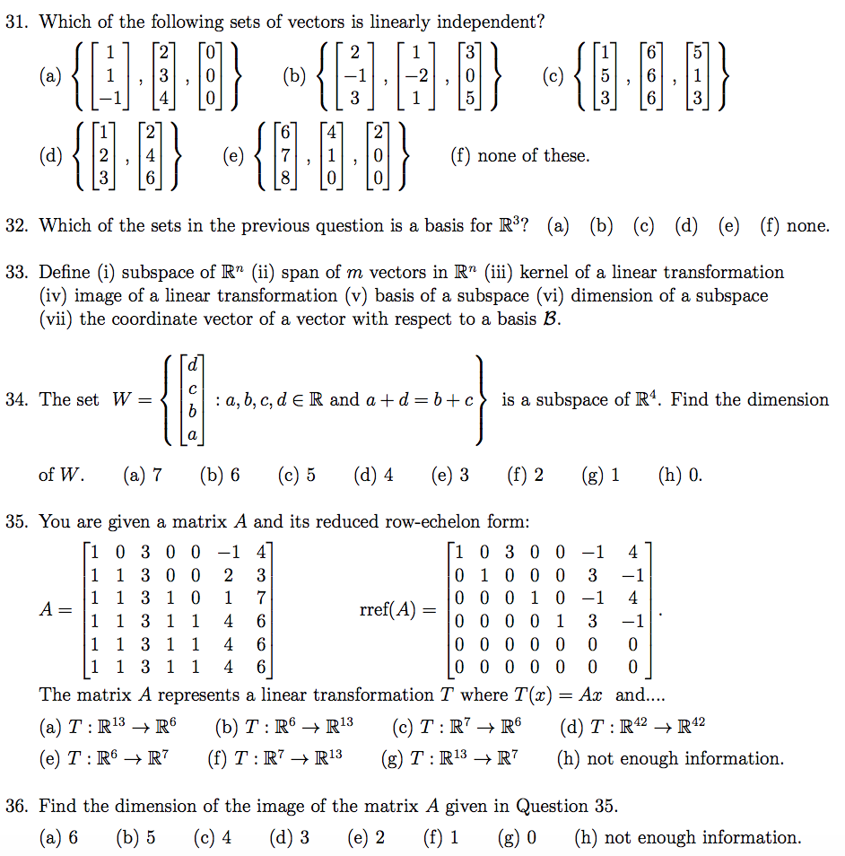 Solved 37. Find a basis for the image of the matrix A given | Chegg.com