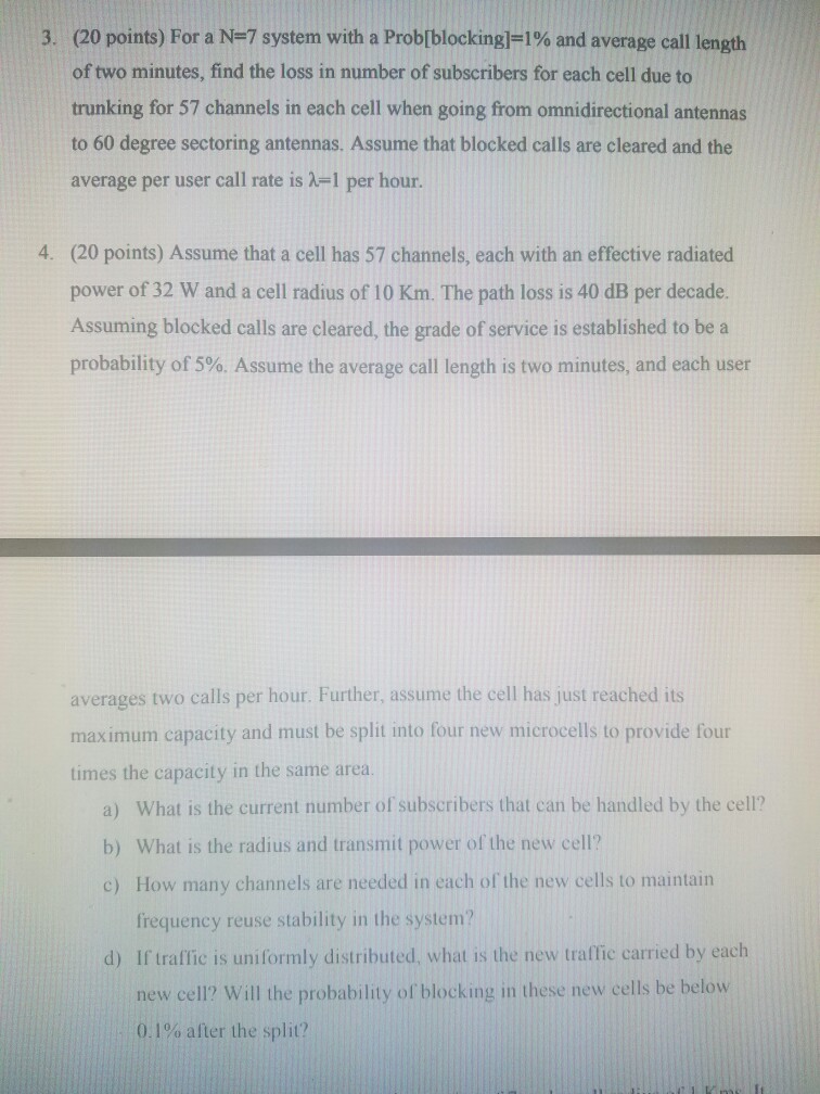 (20 points) For a N=7 system with a Prob[blocking]=1% | Chegg.com