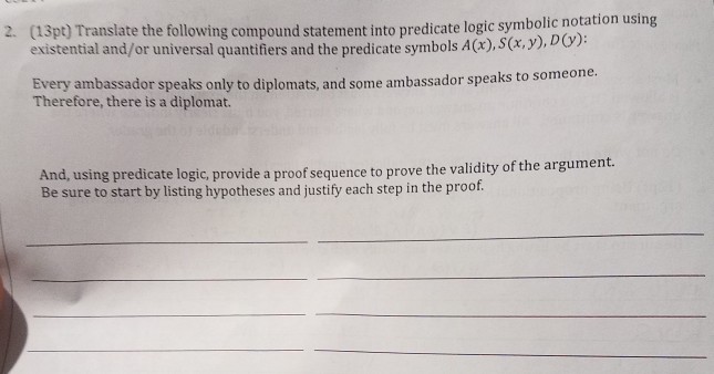 Solved 2. (13pt) Translate the following compound statement | Chegg.com