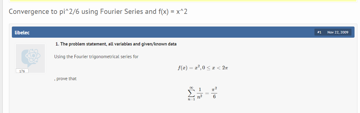 Solved Convergence to pi 2/6 using Fourier Series and f(x) | Chegg.com