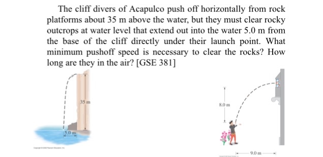 Solved The cliff divers of Acapulco push off horizontally | Chegg.com