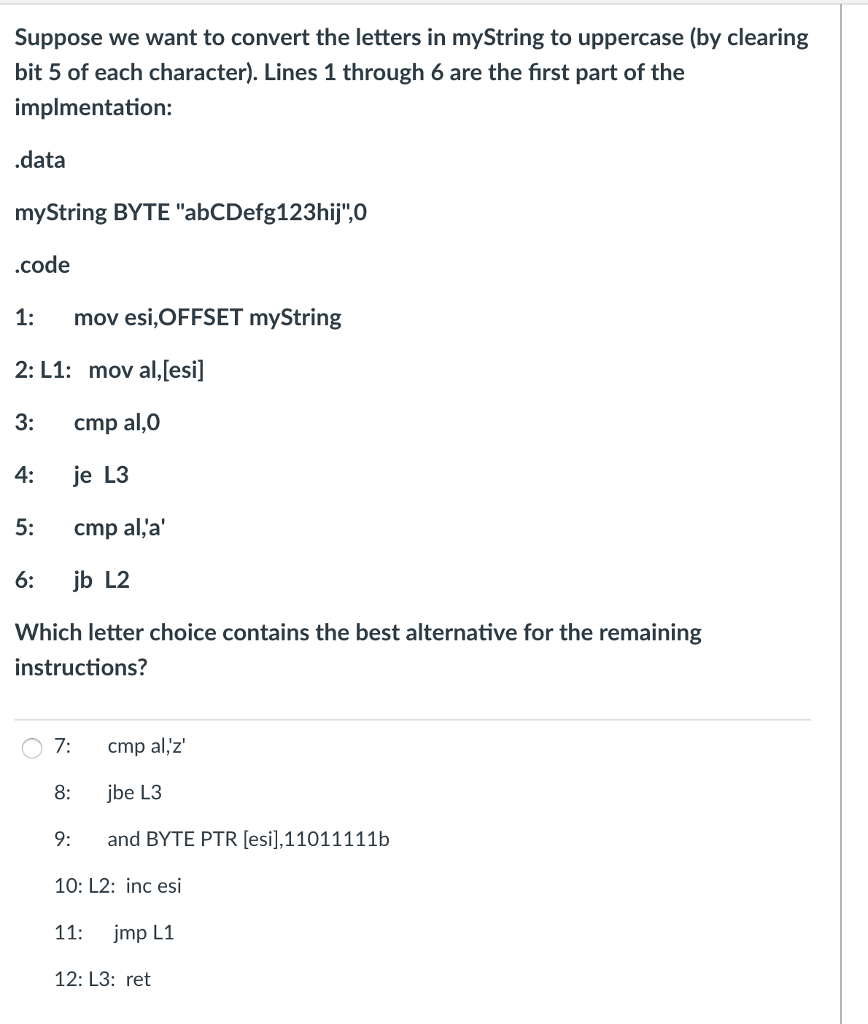 Solved Suppose we want to convert the letters in myString to | Chegg.com