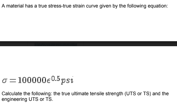 A material has a true stress-true strain curve given | Chegg.com