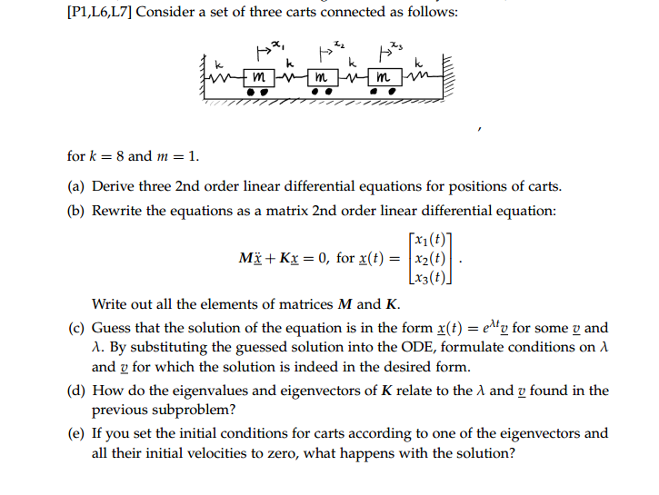 Consider a set of three carts connected as follows: | Chegg.com