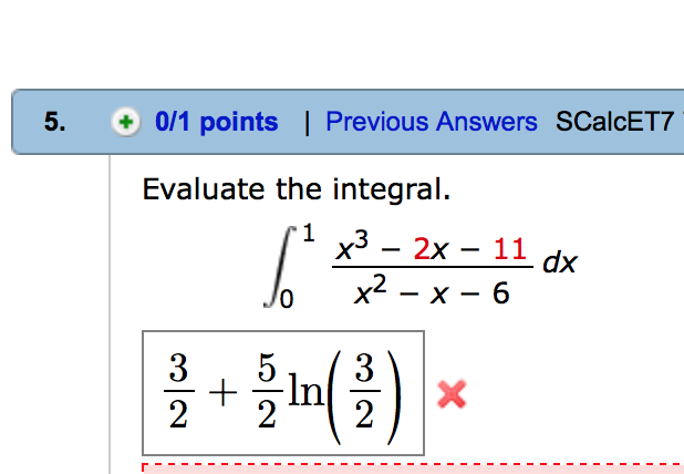 Solved Evaluate the integral.Integrate x^3-2x-11/x^2-x-6 dx | Chegg.com