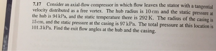 Solved Consider an axial-flow compressor in which flow | Chegg.com