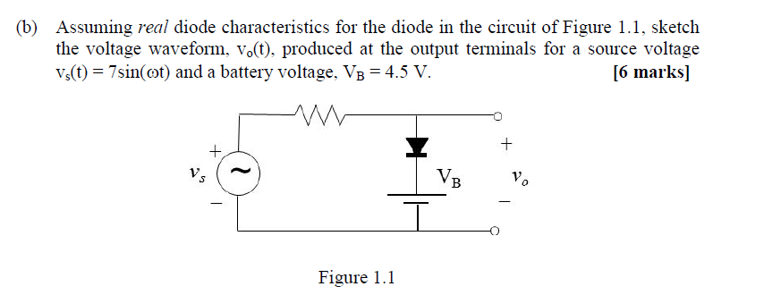 Solved Assuming real diode characteristics for the diode in | Chegg.com
