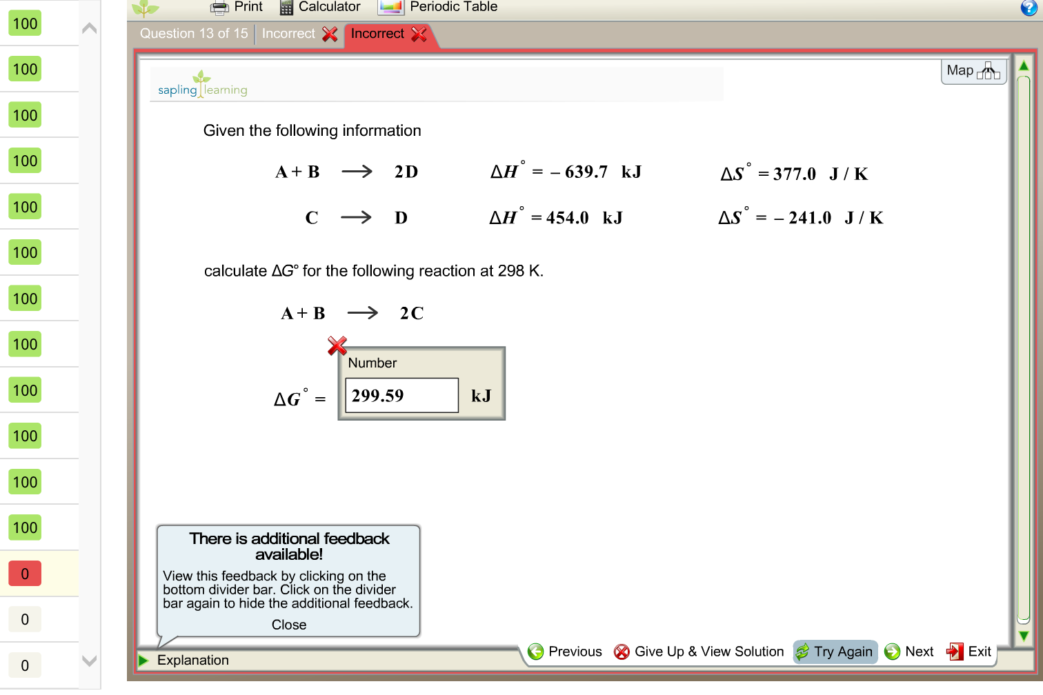 Solved calculate delta g for the following reaction. cant | Chegg.com