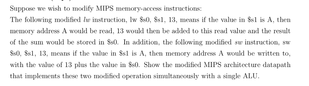 Suppose we wish to modify MIPS memory-access | Chegg.com