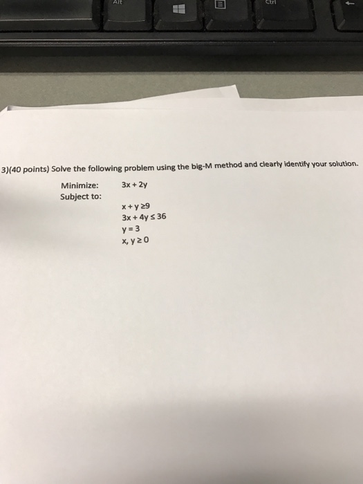 Solved Solve the following problem using the big-M method | Chegg.com