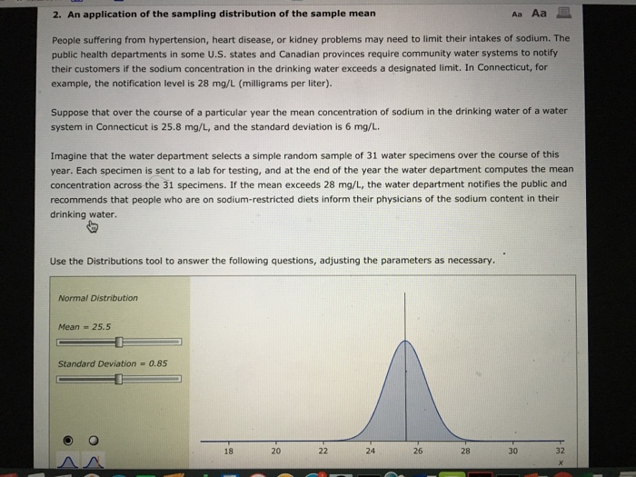 Solved 2. An application of the sampling distribution of the | Chegg.com