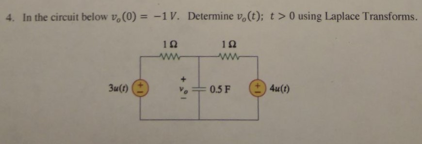 Solved 4. In the circuit below v, (0)-1V. Determine v, (t); | Chegg.com