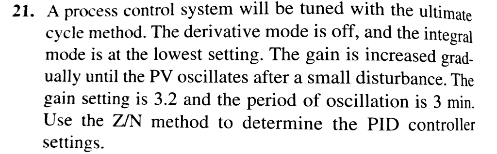 Solved A process control system will be tuned with the | Chegg.com