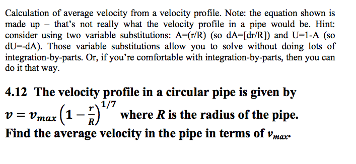 Solved Calculation of average velocity from a velocity | Chegg.com