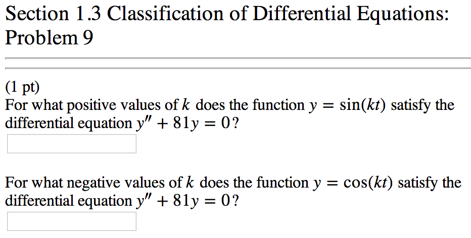 Solved Section 1.3 Classification of Differential Equations: | Chegg.com