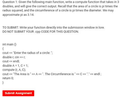 Solved Grven the following main function, write a compute | Chegg.com