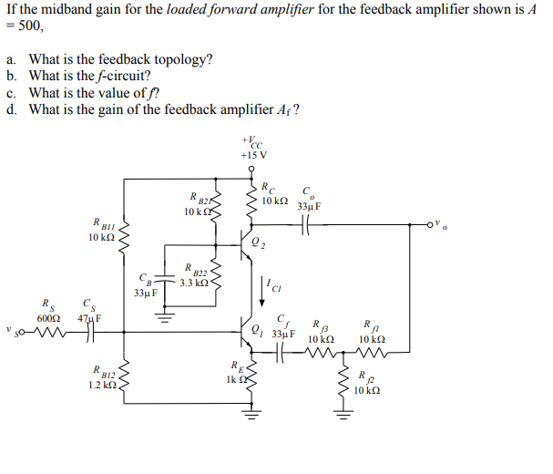 Solved If the midband gain for the loaded forward amplifier | Chegg.com