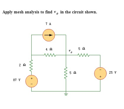 Solved Apply mesh analysis to find v0 in the circuit shown. | Chegg.com