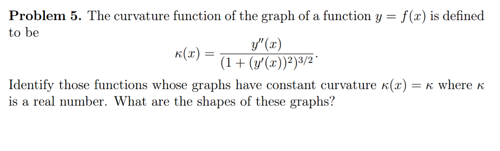 Solved The curvature function of the graph of a function y = | Chegg.com
