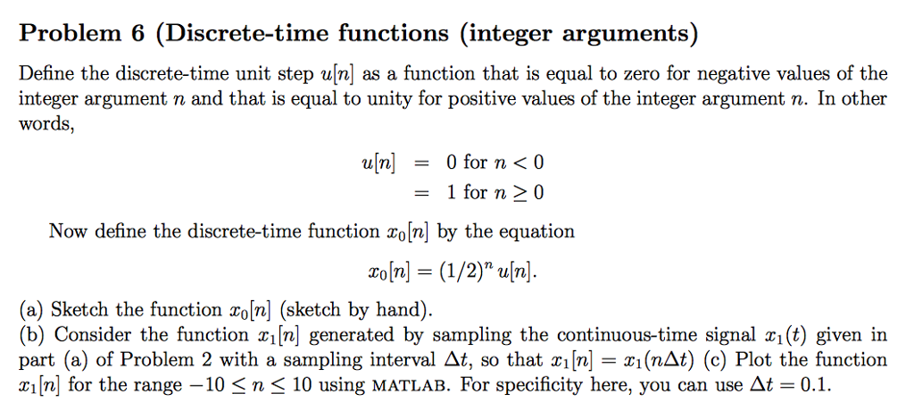 Solved Define the discrete-time unit step u[n] as a function | Chegg.com