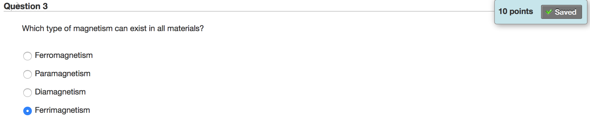 Solved Question 1 10 points Save Answer Magnetization | Chegg.com