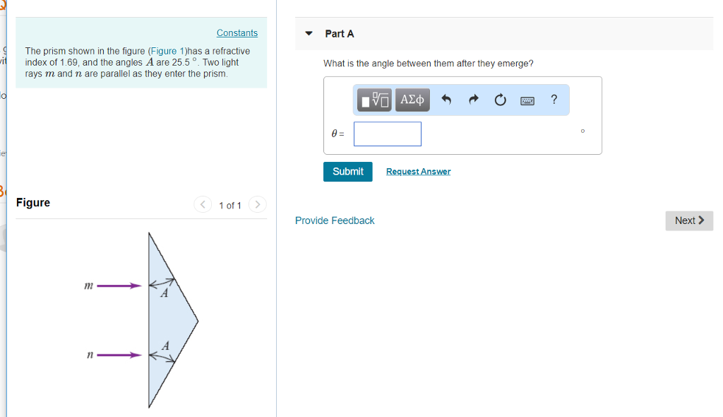 Solved Constants Part A The prism shown in the figure | Chegg.com Solved Constants Part A The prism shown in the figure | Chegg.com