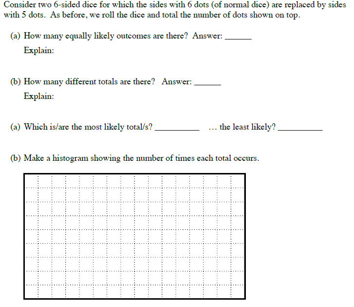 Solved Consider two 6-sided dice for which the sides with 6 | Chegg.com