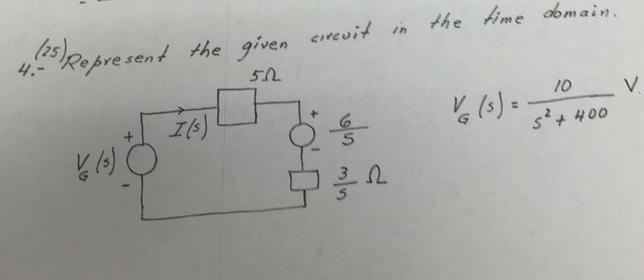Solved Represent the given circuit in the time domain. | Chegg.com