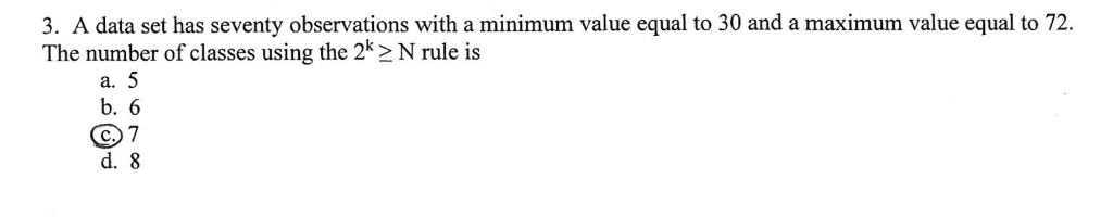 Solved 3. A data set has seventy observations with a minimum | Chegg.com